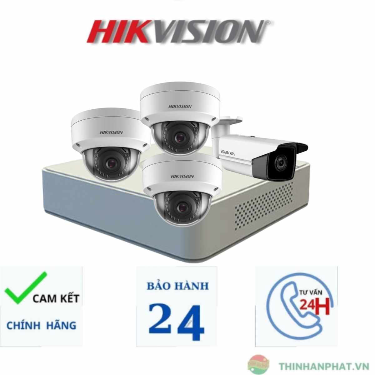 Trọn Bộ 4 Camera IP Hikvision Full Hd 2 Trong Nhà 1 Ngoài Trời | thinhanphat.vn